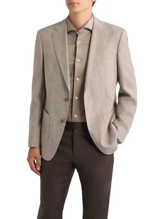 BOSS Hutson Slim Fit Tan Mélange Knit Wool Blend Sport Coat - Medium Beige