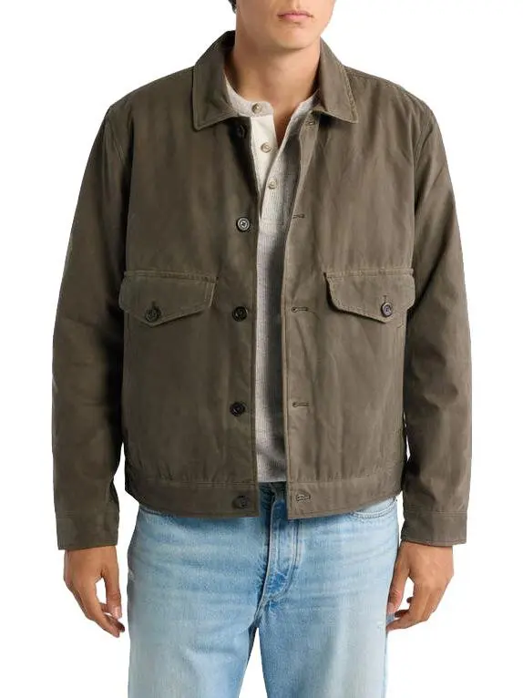 Marine Layer Waxed Canvas Trucker Jacket - Olive