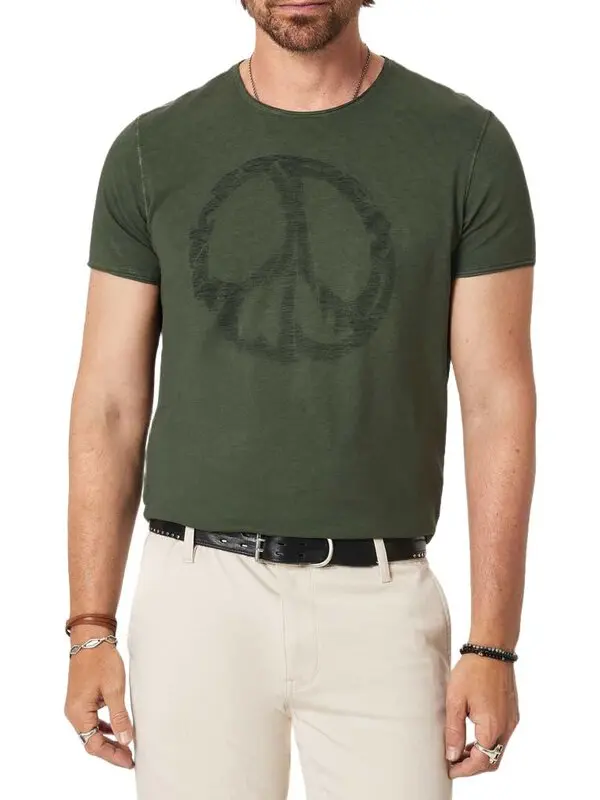 John Varvatos Peace Maker Raw Edge Crewneck T-shirt - Moss
