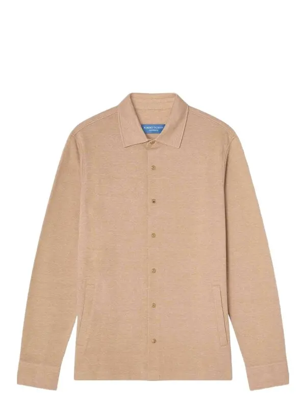 Robert Talbott Walter Cashmere Blend Snap Front Shirt - Camel