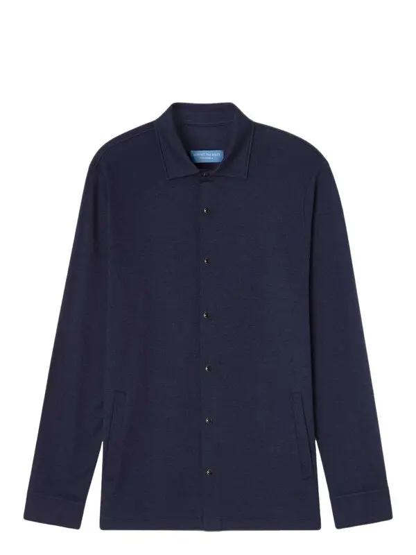 Robert Talbott Walter Cashmere Blend Snap Front Shirt - Navy