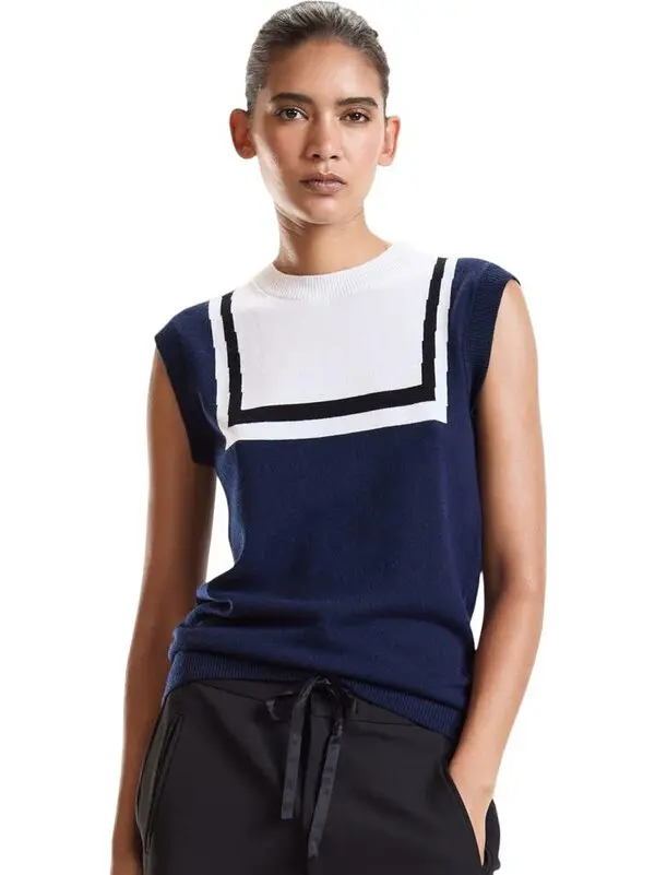 Cynthia Rowley Eastport Sleeveless Knit Pullover - Navy