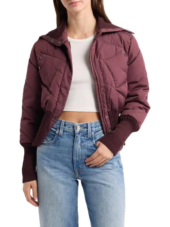 BDG URBAN OUTFITTERS Asymmetrical Quilted Puffer Jacket - Rose
