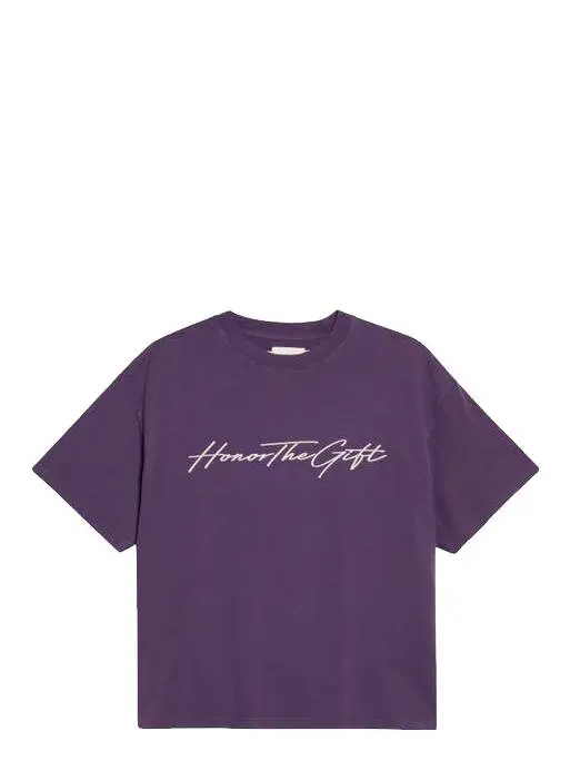 HONOR THE GIFT Script Cotton Graphic T-shirt - Purple