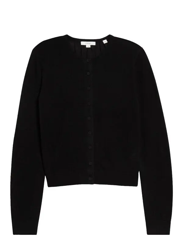 Vince Mixed Media Wool And Silk Blend Cardigan - Black
