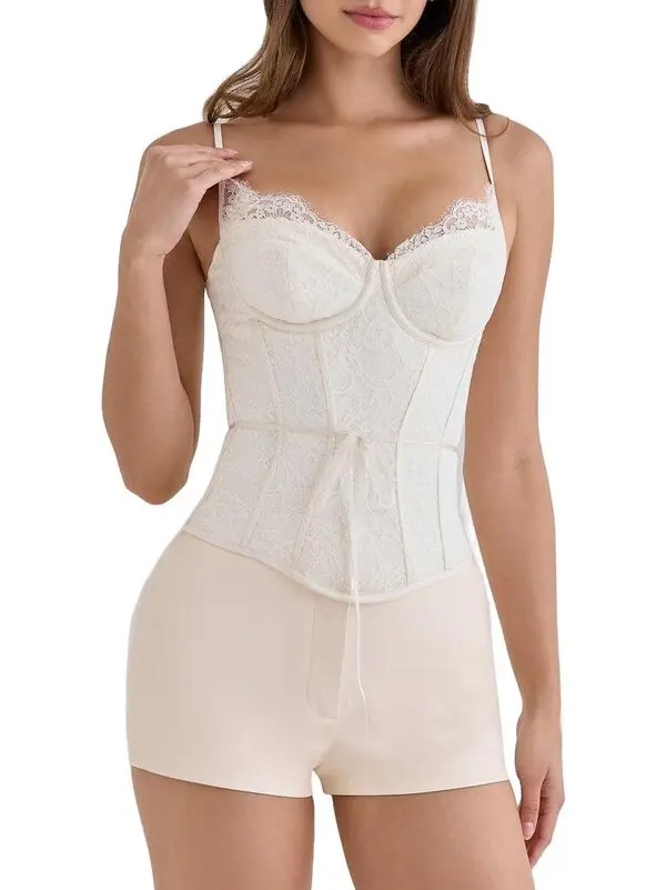 House Of Cb Audrina Lace Corset Top - Ivory