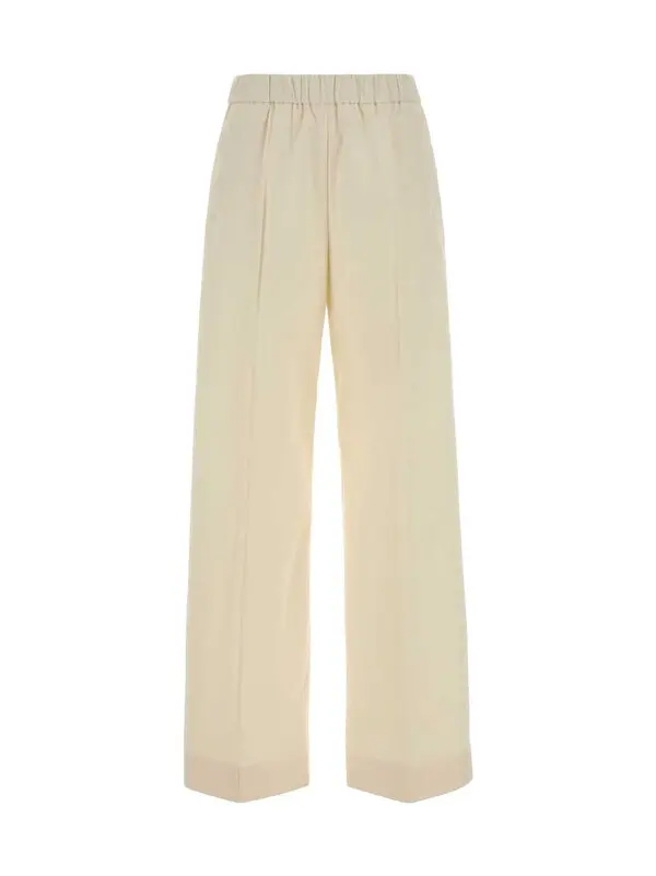 JIL SANDER Ivory Cotton Wide-leg Pant - White