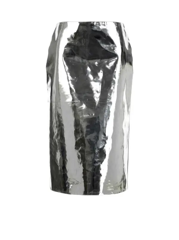 JIL SANDER Leather Skirt - Silver