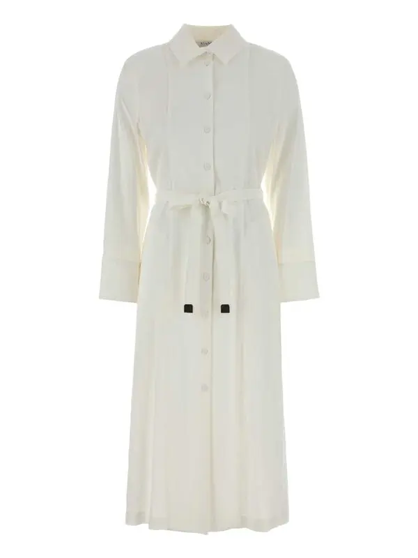 Max Mara Stretch Linen Blend Nordica Shirt Dress - White