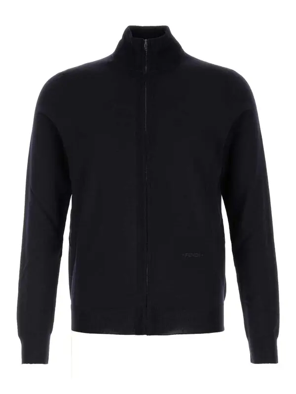 Fendi Midnight Stretch Wool Cardigan - Blue
