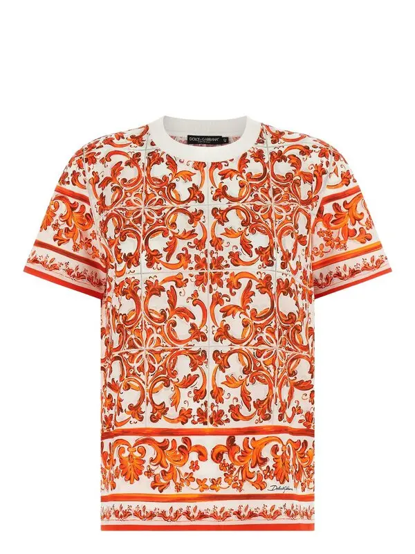 Dolce & Gabbana Maiolica' T-shirt - Orange