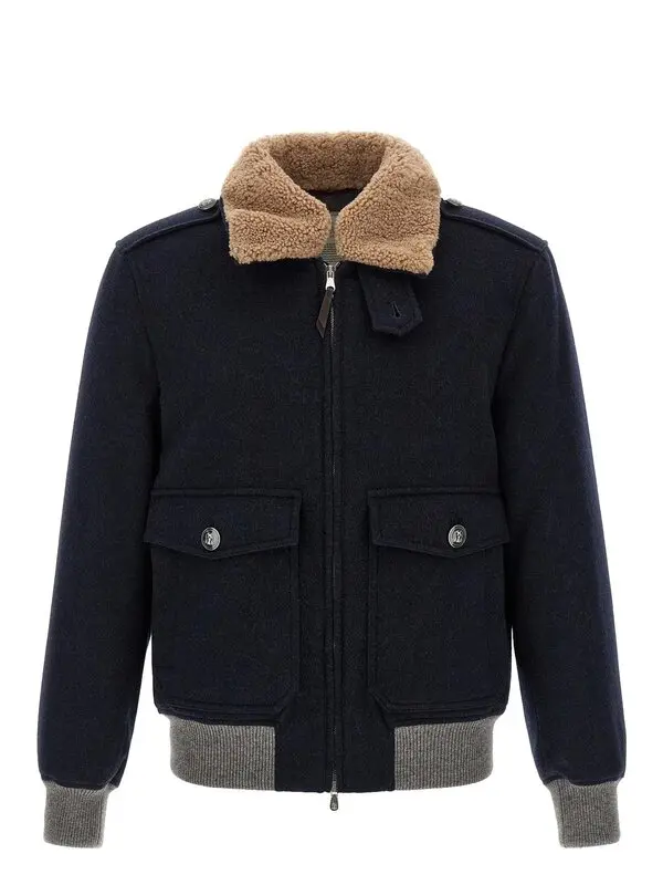 Brunello Cucinelli Cashmere Bomber Beaver - Blue