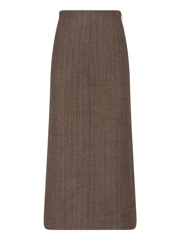 MAISON MARGIELA Midi Skirt With Houndstooth Pattern - Brown