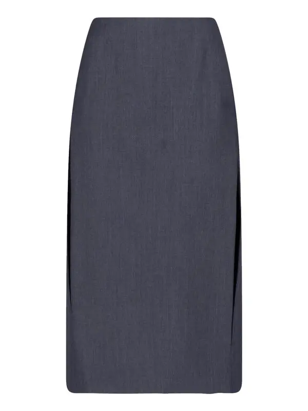 JIL SANDER Wool Fil-à-fil Skirt - Gray