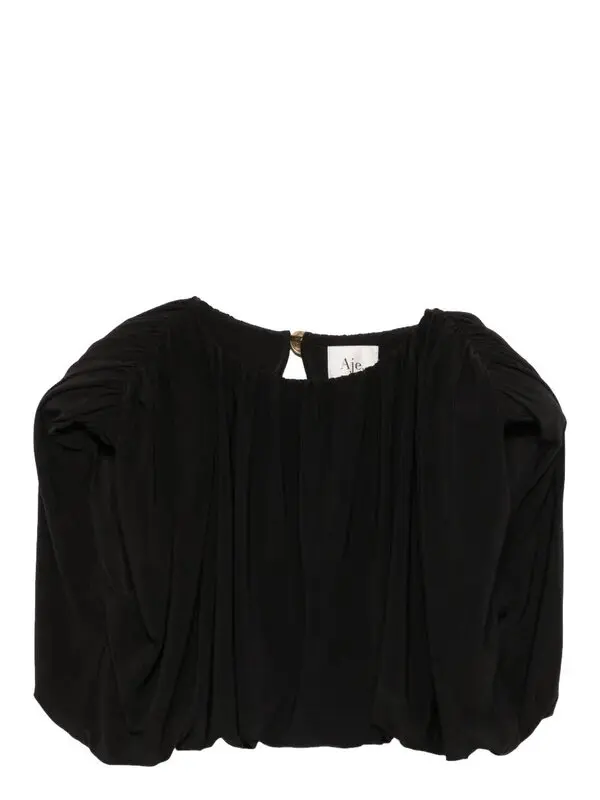 Aje Lunaria Ruched Jersey Top - Black