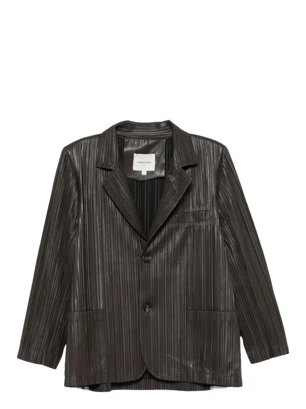 GONGDID DESIGN Faux Leather Blazer - Brown