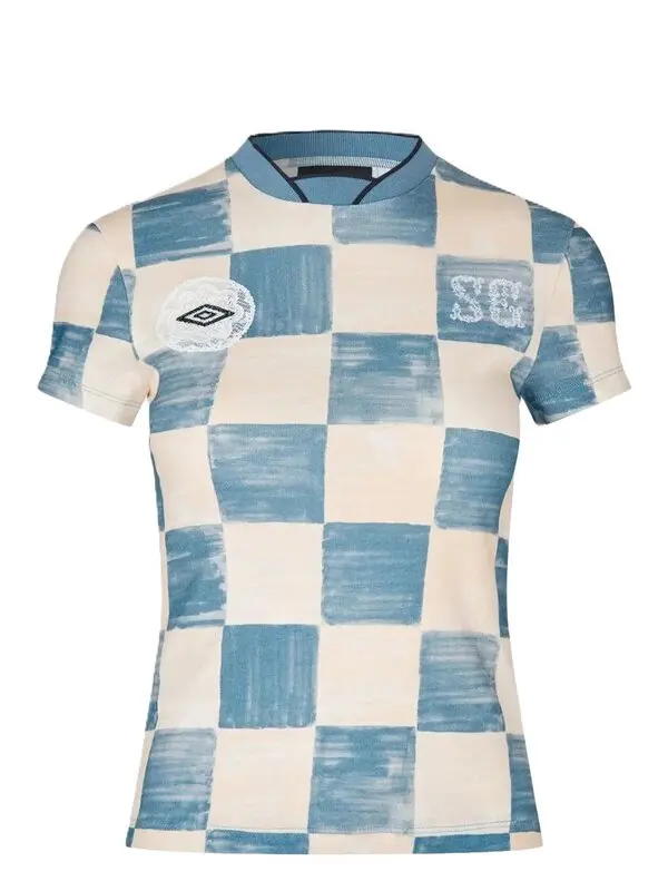 Stine Goya Slim T-shirt Checks - Light Blue