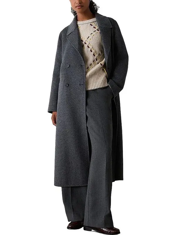 Whistles Relaxed Double Faced Wool Blend Coat - Grey
