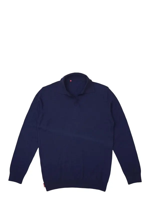 PATER ET FILIUS Milano Long Sleeve Polo Shirt The Montague Collection - Blue