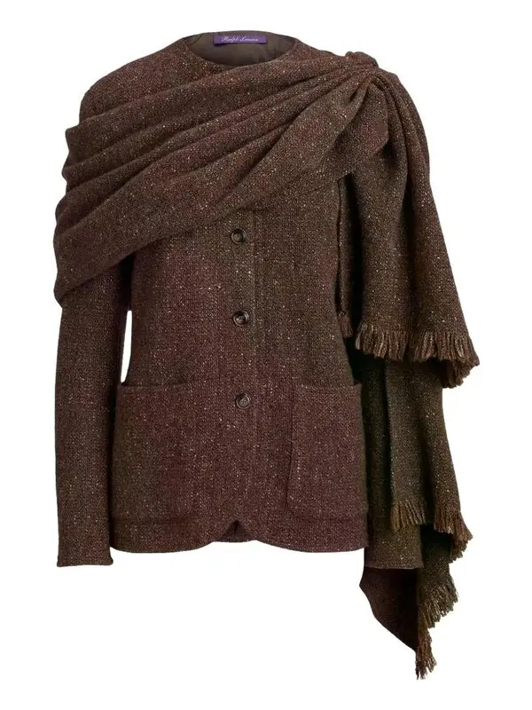 Ralph Lauren Fringe-trimmed Scarf-detail Cardigan - Brown