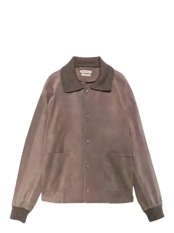 JW Anderson Suede Ribbed-trim Jacket - Brown