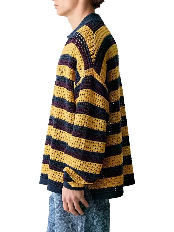 DAILY PAPER Striped Open-knit Sweater - Yellow