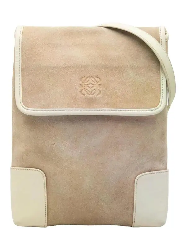 Loewe 2003 Suede Anagram Crossbody Bag - Neutrals