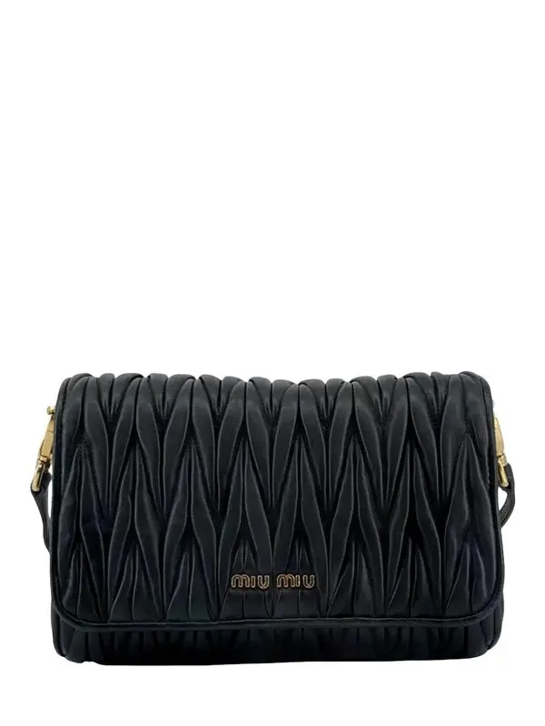 Miu Miu 2010-2026 Matelasse Nappa Flap Crossbody Bag - Black