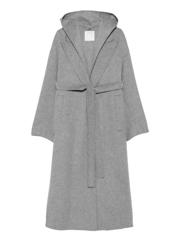 Sportmax Hooded Belted Coat - Grey