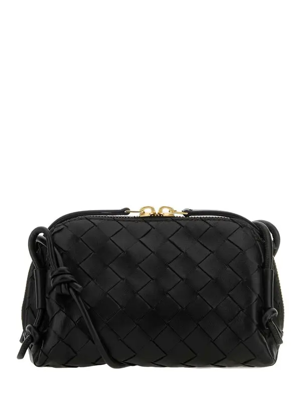 Bottega Veneta Leather Concert Crossbody Bag - Black