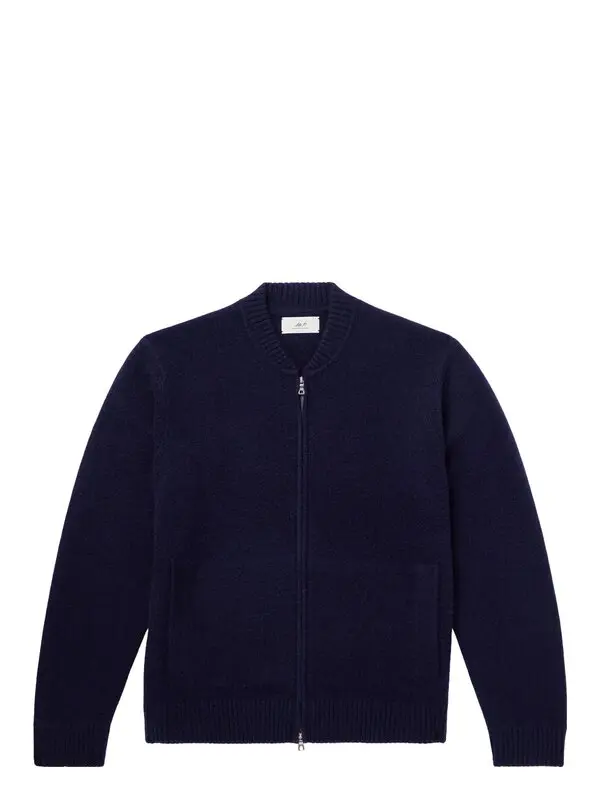Mr P. Brushed Cashmere Zip-up Cardigan - Blue