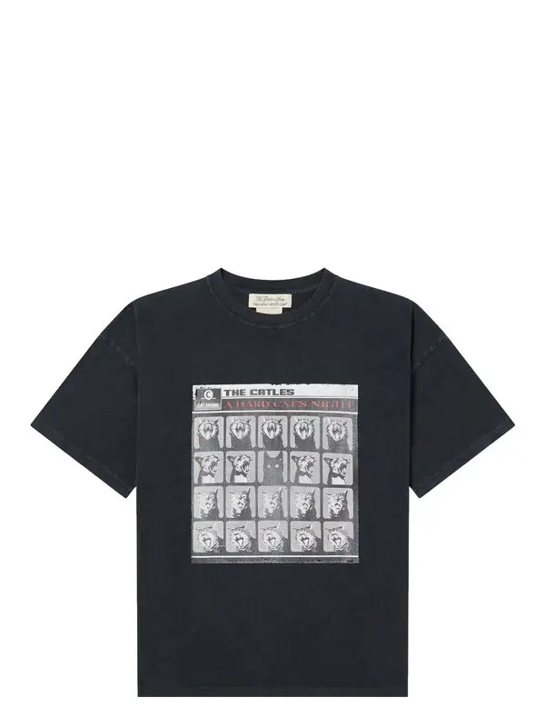 REMI RELIEF A Hard Cat's Night Printed Cotton-jersey T-shirt - Black