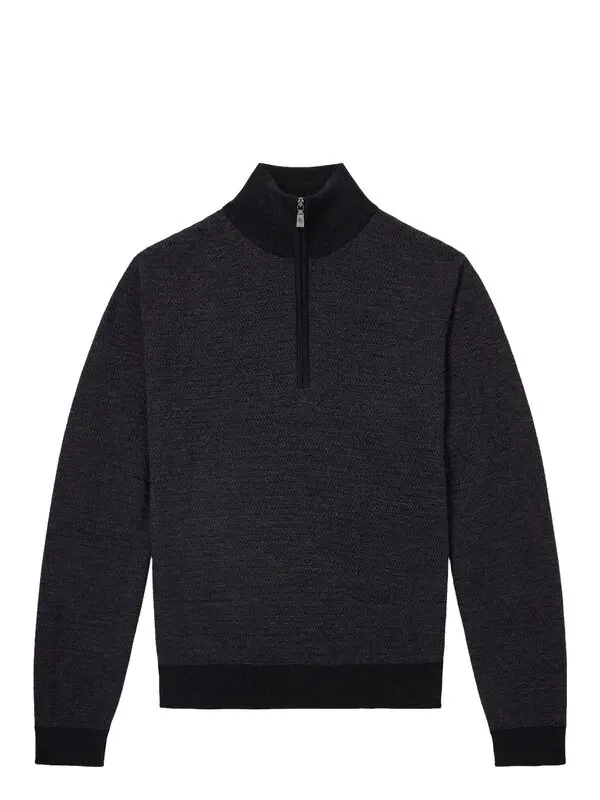 Frescobol Carioca Heitor Merino Wool Half-zip Sweater - Black