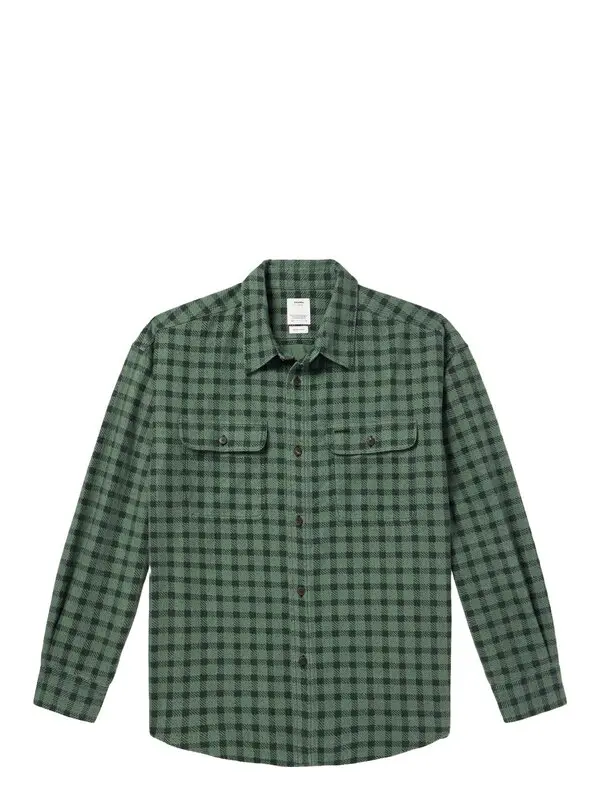 Visvim Langer Checked Brushed Cotton-canvas Shirt - Green