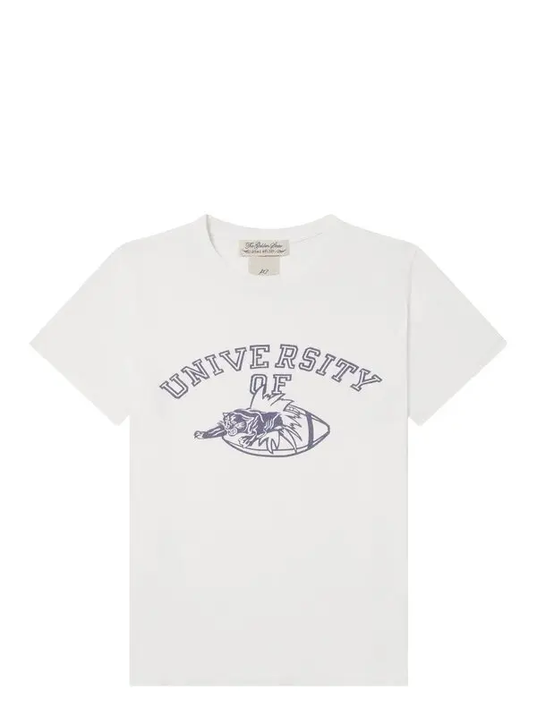 REMI RELIEF University Of Distressed Printed Cotton-jersey T-shirt - Neutrals