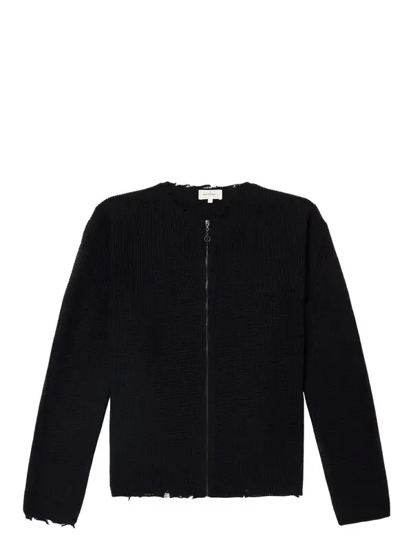 SECOND / LAYER Friends Waffle-knit Wool And Cashmere-blend Zip-up Sweater - Black