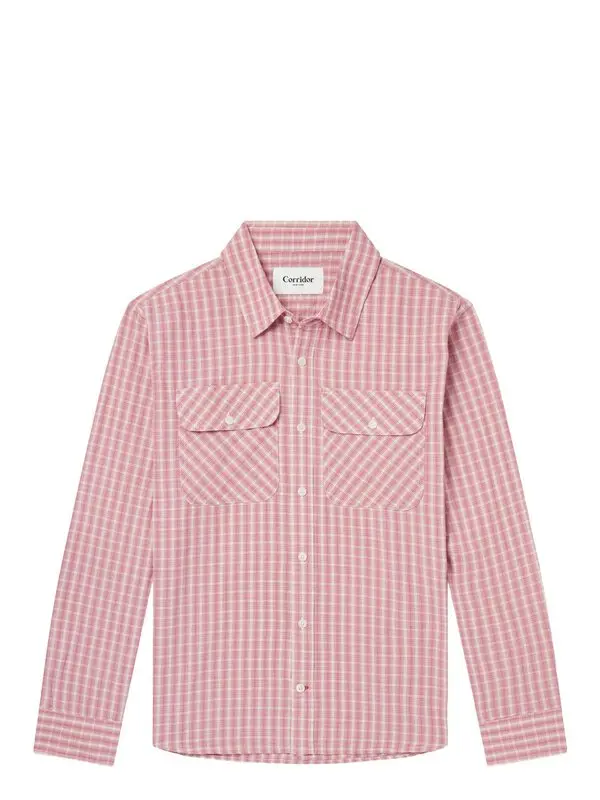 CORRIDOR Americana Checked Cotton Shirt - Red