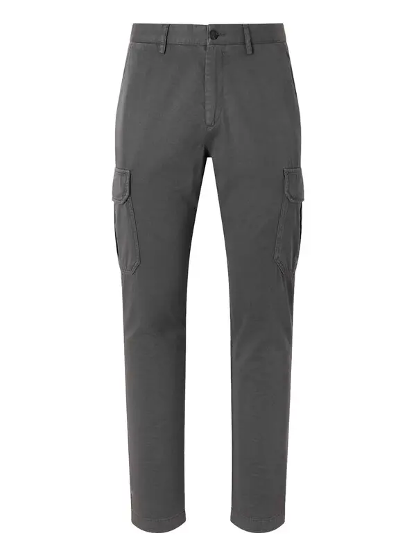 Mr P. Samuel Slim-fit Straight-leg Organic Cotton-twill Cargo Trousers - Gray