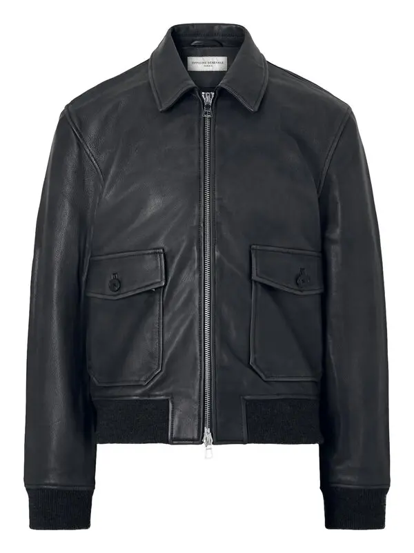 Officine Générale Cesario Grained Leather Jacket - Black