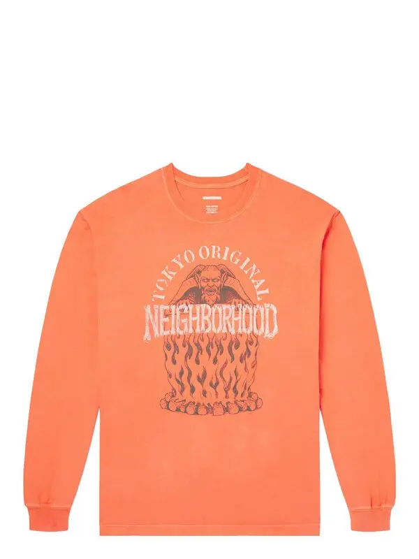 NEIGHBORHOOD Logo-print Cotton-jersey T-shirt - Orange
