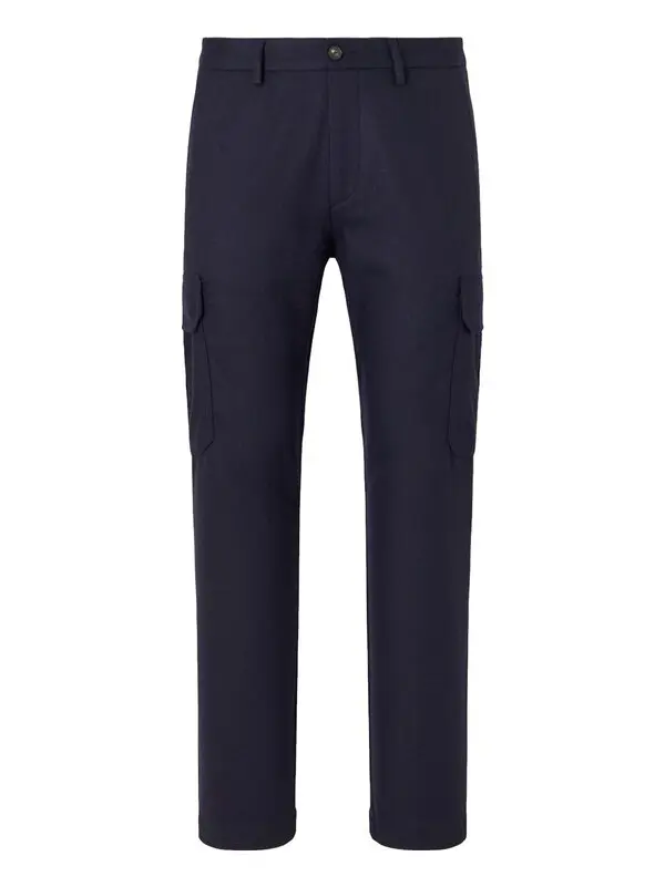 Mr P. Straight-leg Wool-flannel Cargo Trousers - Blue