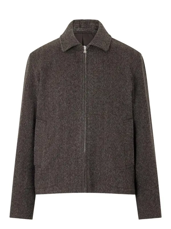 Mr P. Herringbone Wool, Silk And Cashmere-blend Blouson Jacket - Brown