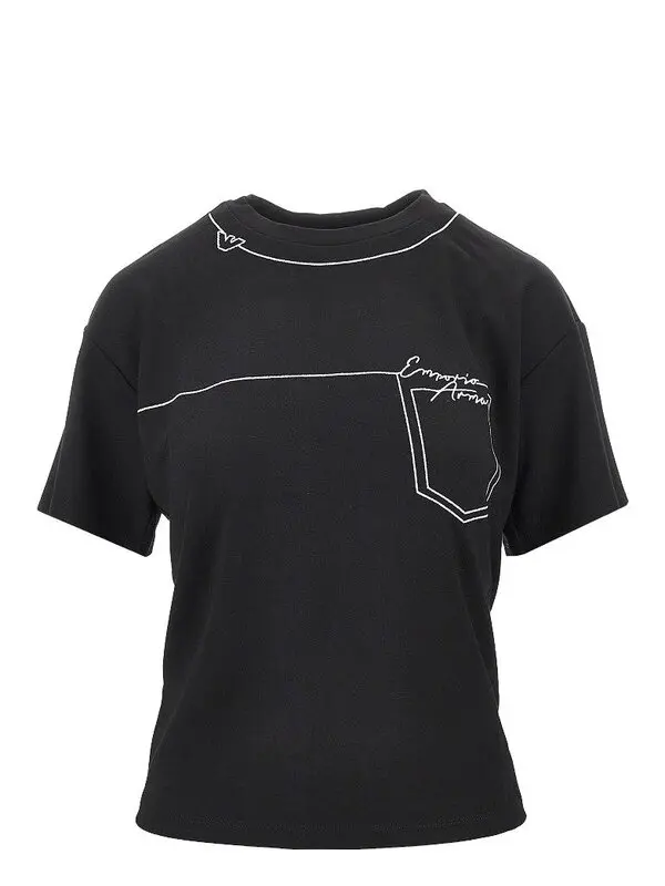 Emporio Armani Embroidered Interlock Jerey T-hirt - Black