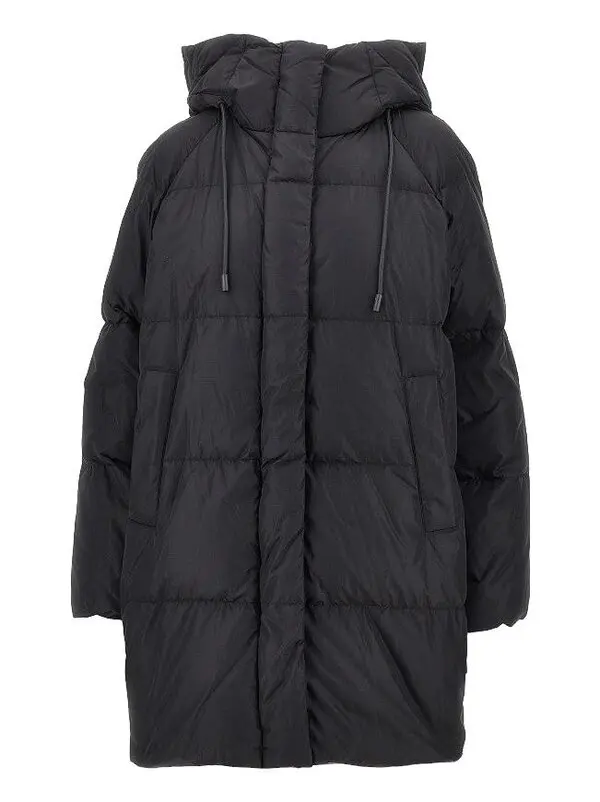 Max Mara Nylon Taffetà Midi Down Jacket - Black