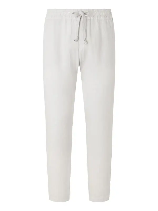 Fedeli Straight-leg Linen Drawstring Trousers - Gray