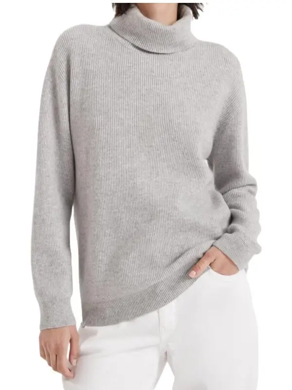 Brunello Cucinelli Turtleneck Ribbed-knit Jumper - Light Gray
