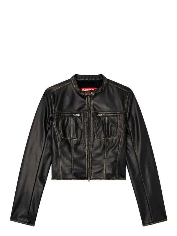 DIESEL® G-lobe Zipped Biker Jacket - Black