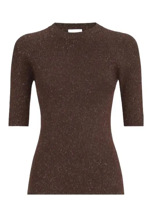 Brunello Cucinelli Sparkling Cashmere Lightweight Rib Knit Sweater - Pinecone Brown
