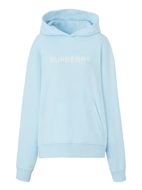 Burberry Logo-print Cotton Hoodie - Blue