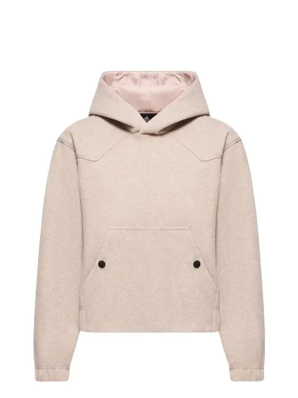 Moncler Logo Embroidered Long-sleeved Hoodie - Beige